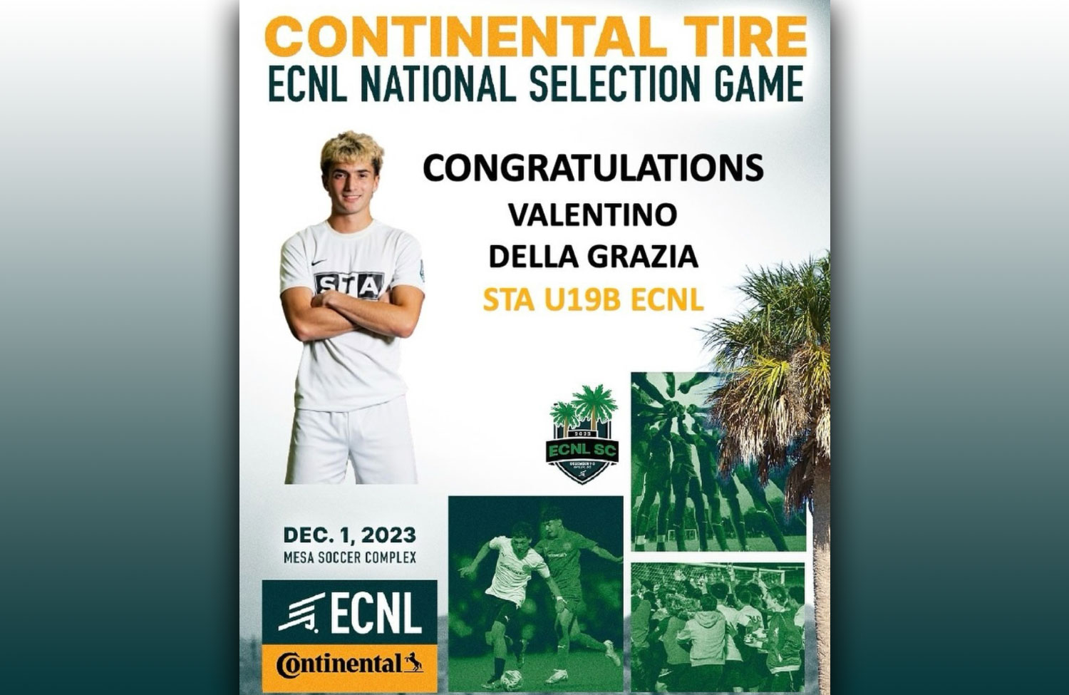 Della Grazia Chosen for ECNL National Selection Game - STA Soccer